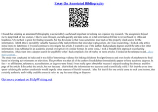 Conducting Annotated Bibliography | PPT