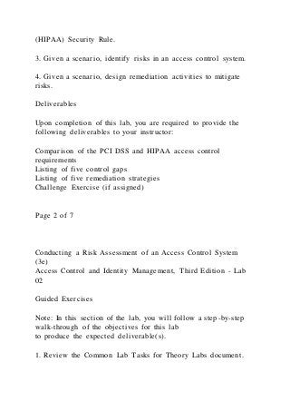 Conducting a Risk Assessment of an Access Control System (3e) | DOCX