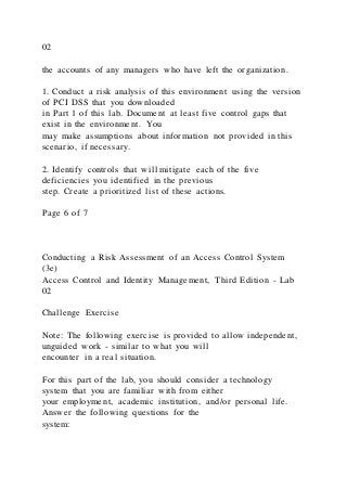 Conducting a Risk Assessment of an Access Control System (3e) | DOCX