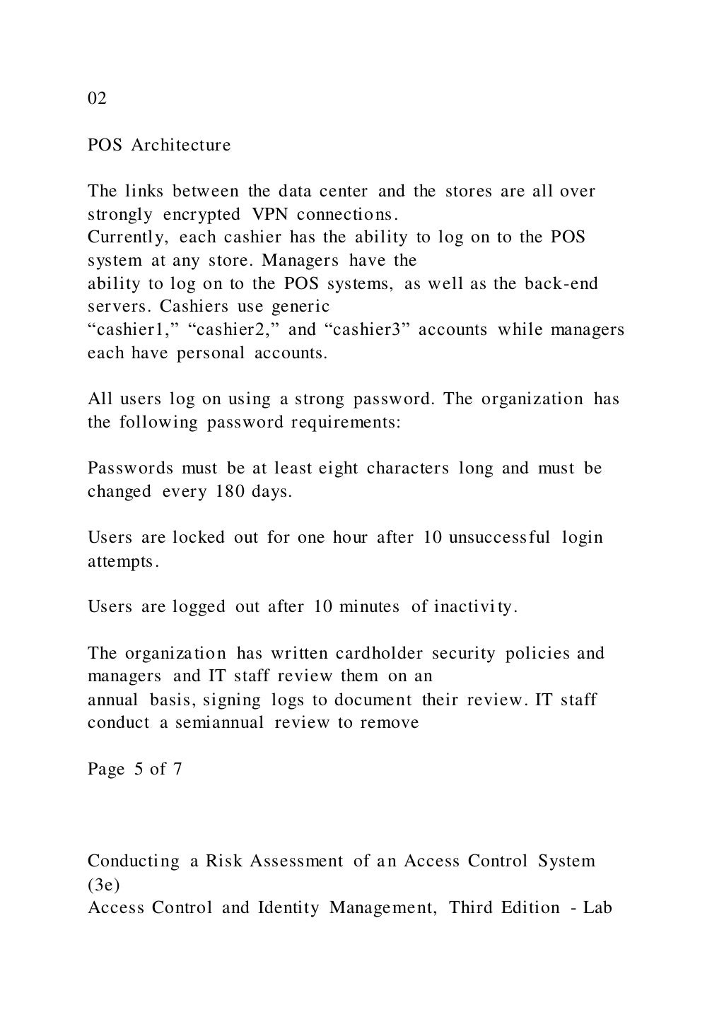 Conducting a Risk Assessment of an Access Control System (3e) | DOCX