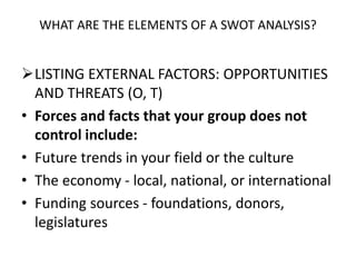 conducting a SWOT Analysis to identify situational strengths.pptx