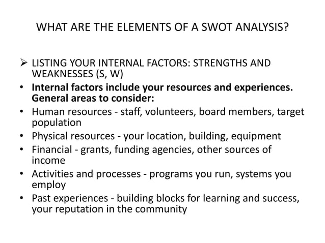 conducting a SWOT Analysis to identify situational strengths.pptx