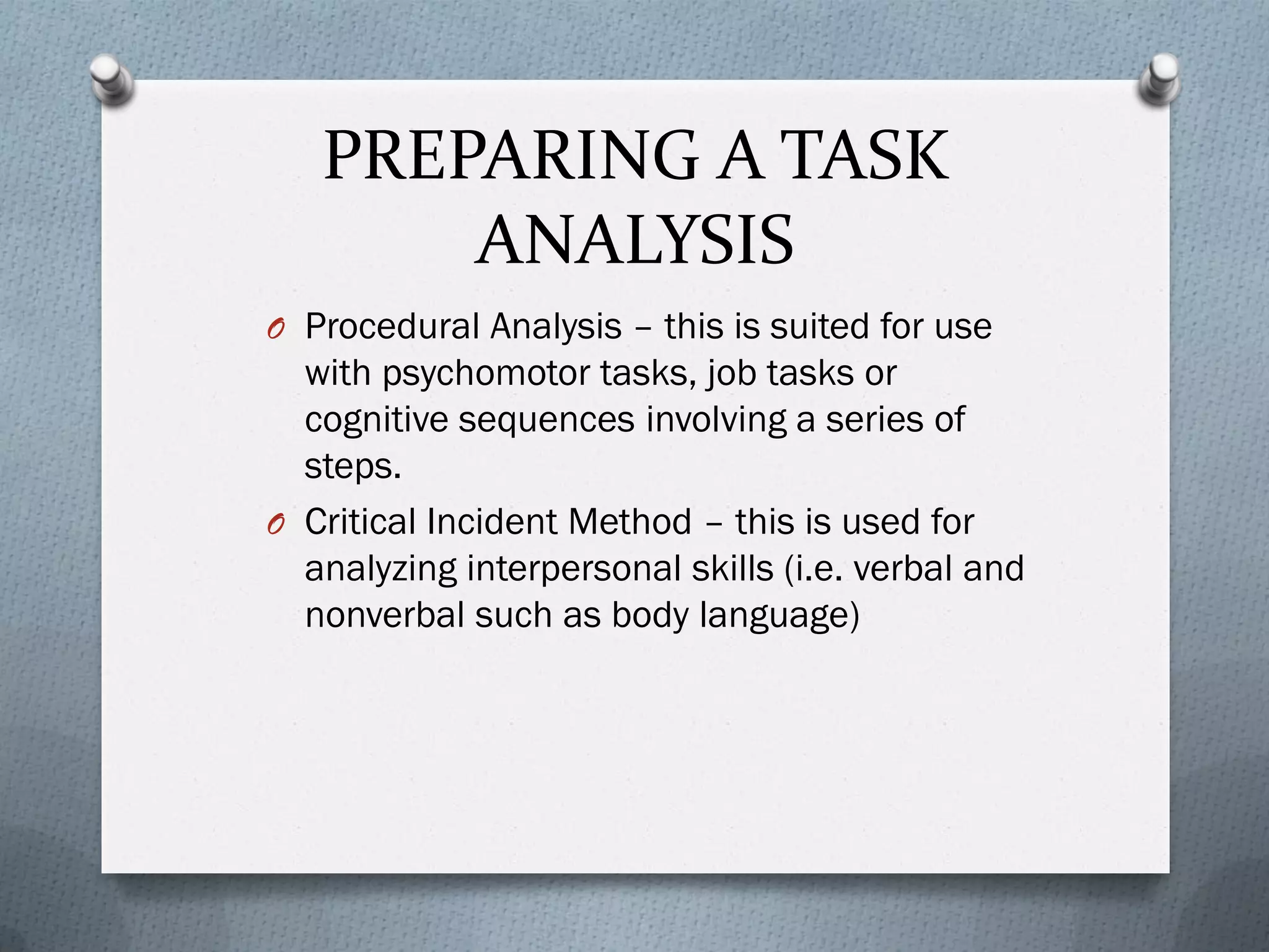 Conducting a task analysis worked example | PDF