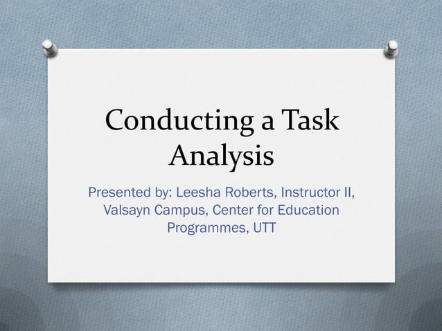 Conducting a task analysis worked example | PPT