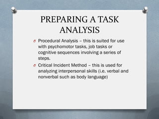 Conducting a task analysis worked example | PDF