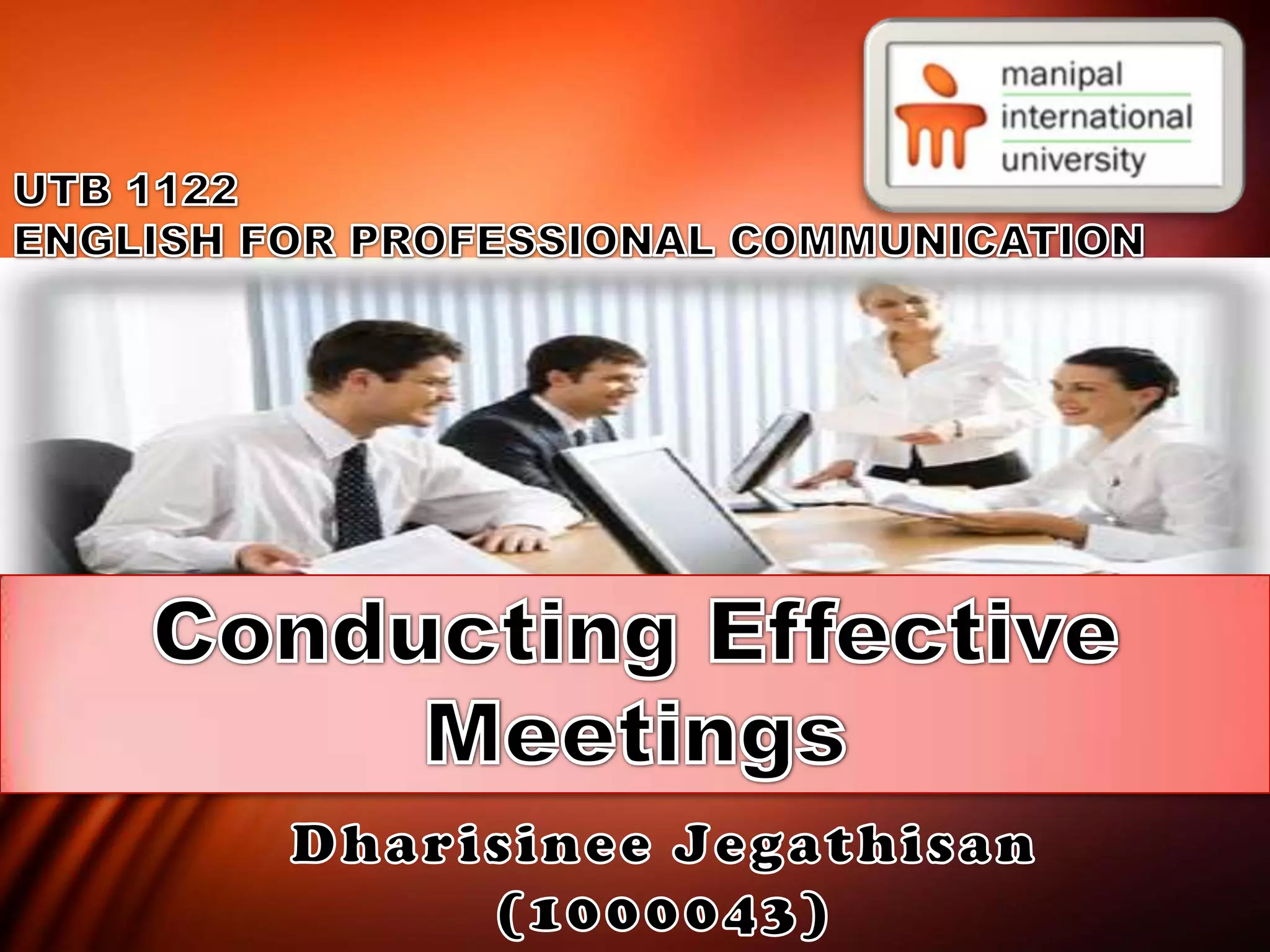 Conducting effective meetings | PPTX