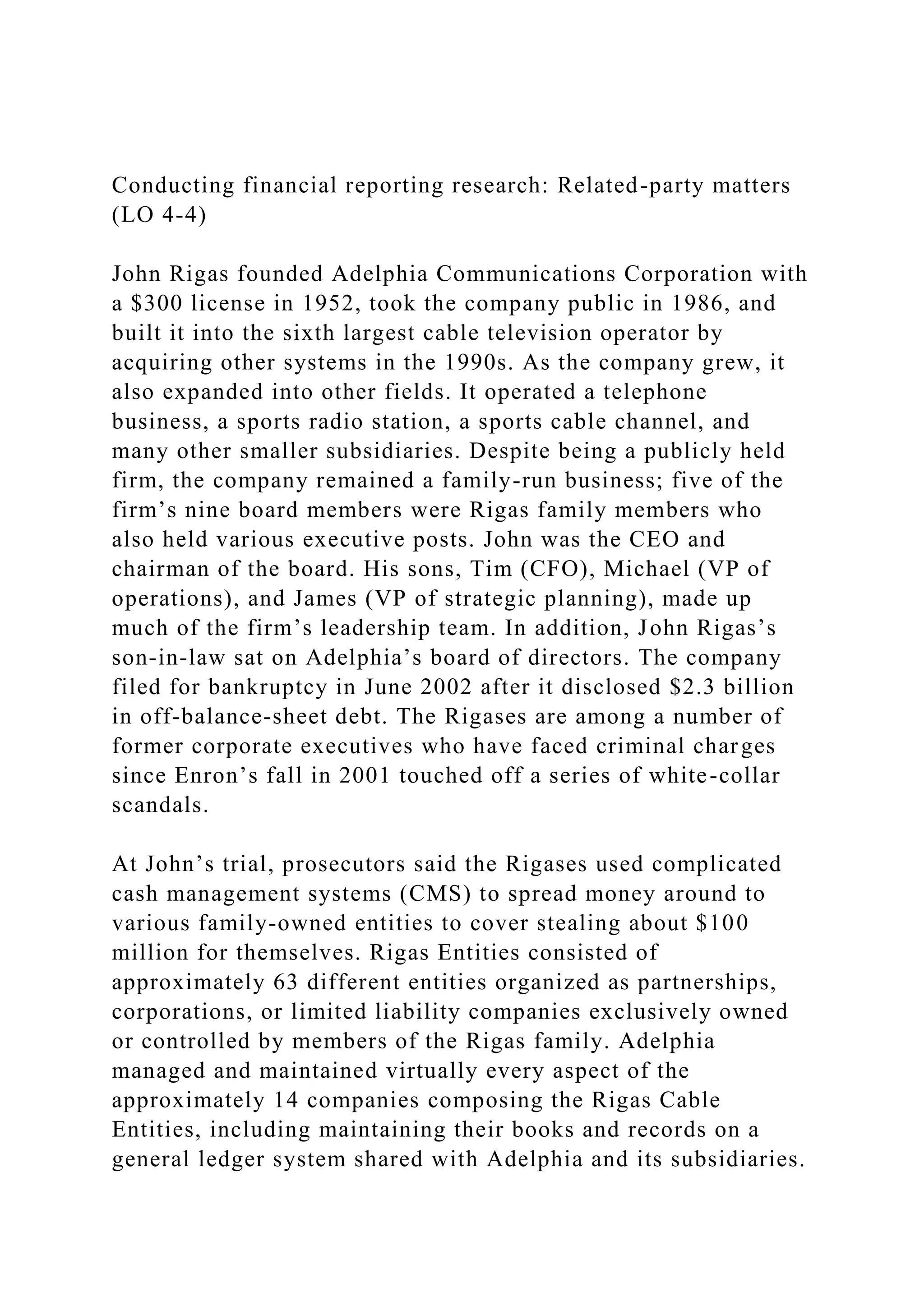 Conducting financial reporting research Related-party matters (LO.docx