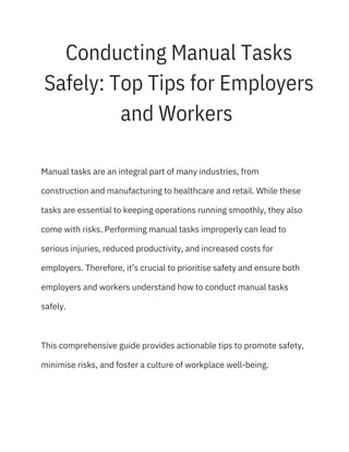 Conducting Manual Tasks Safely Top Tips for Employers and Wo.pdf.pdf