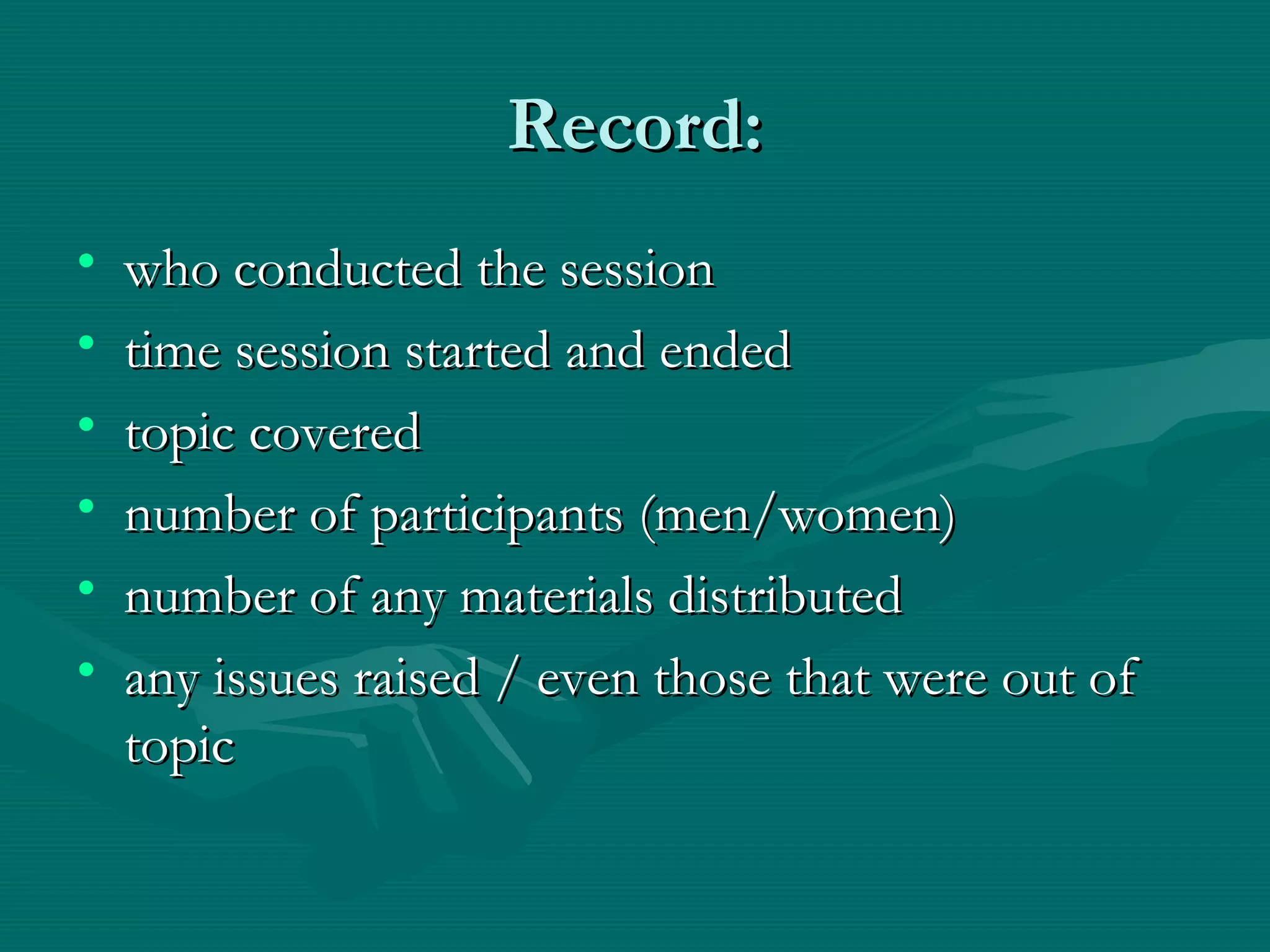 Conducting peer education sessions | PPT | Workshops and Classes ...