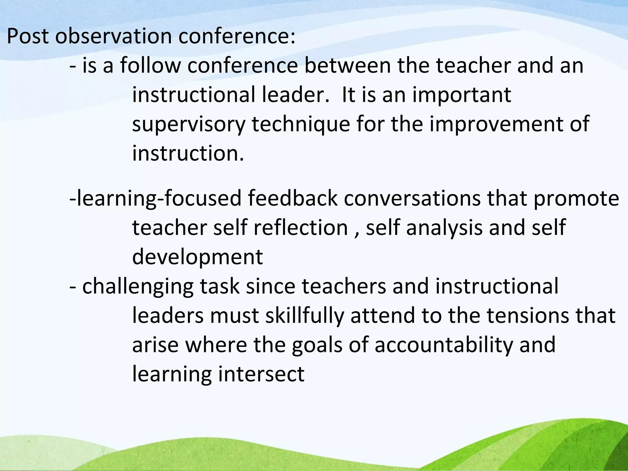 Conducting post observation conferences | PPT