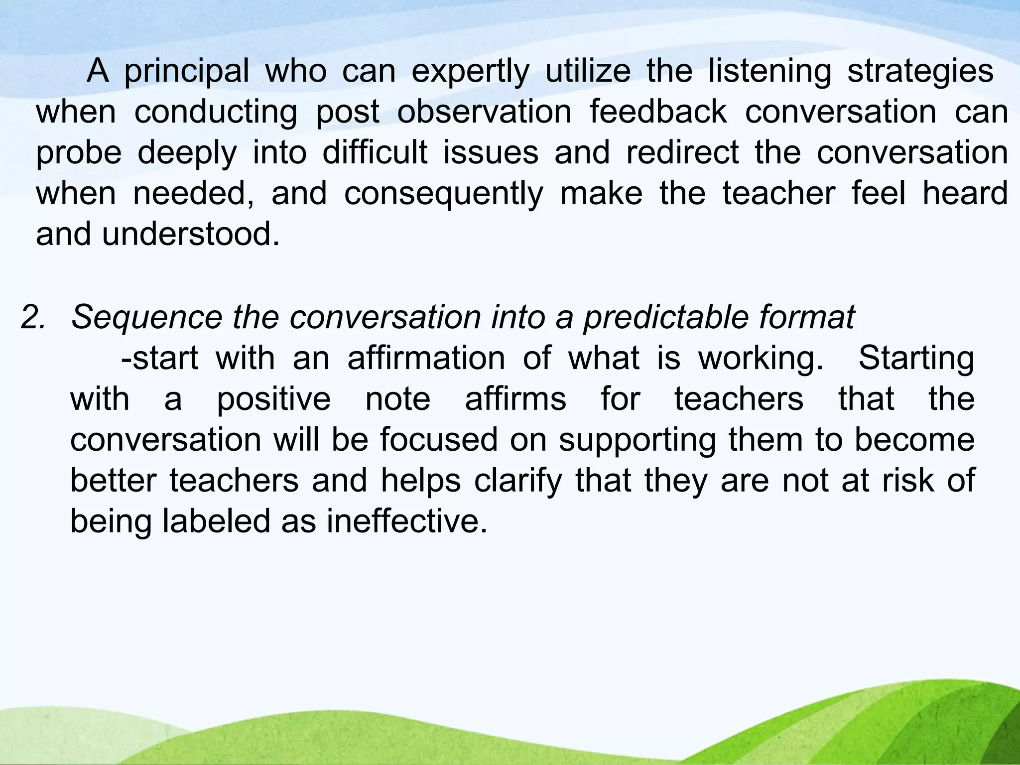 Conducting post observation conferences | PPT