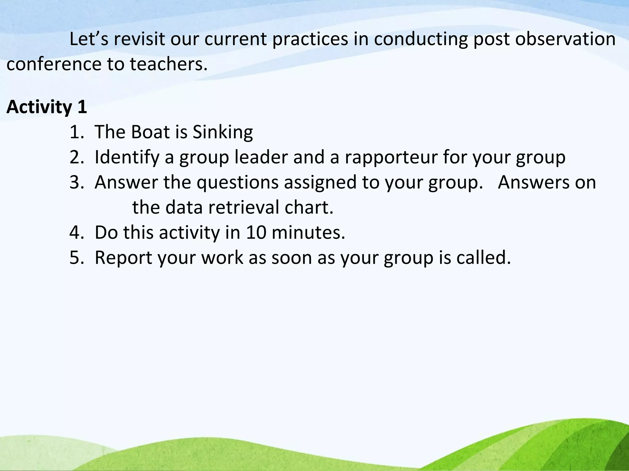 Conducting post observation conferences | PPT