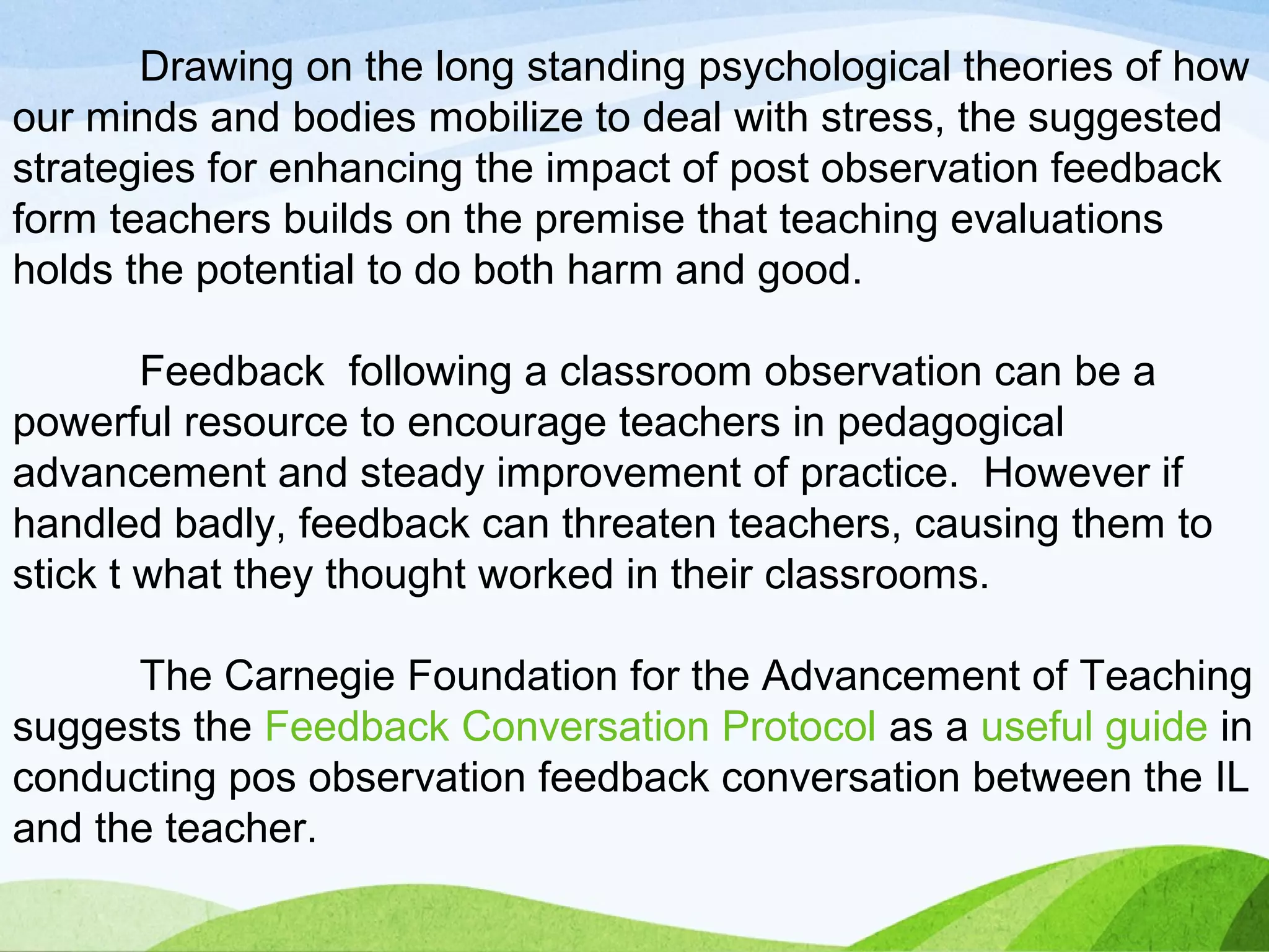Conducting post observation conferences | PPT