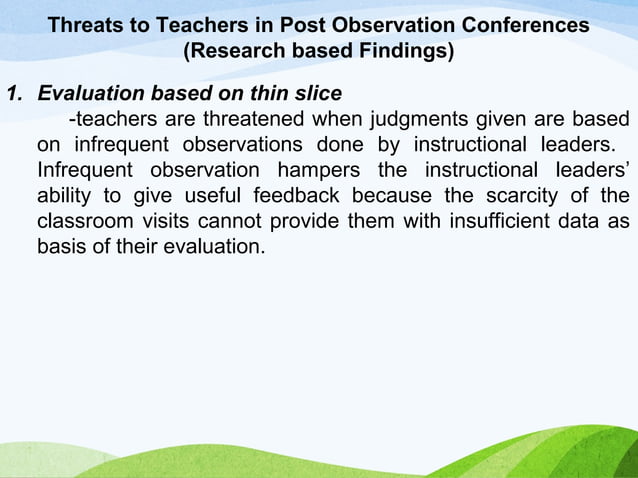 Conducting post observation conferences | PPT | Educational Assessment ...