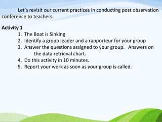 Conducting post observation conferences | PPT