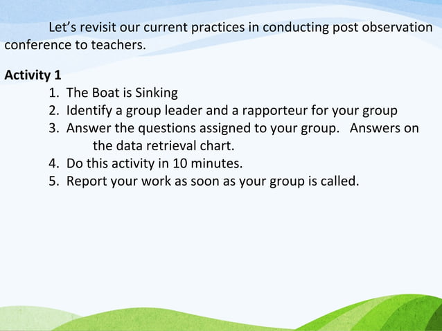 Conducting post observation conferences | PPT | Educational Assessment ...