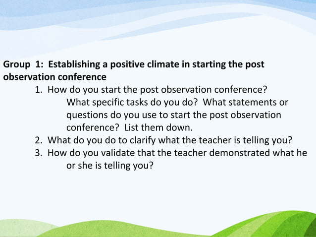 Conducting post observation conferences | PPT | Educational Assessment ...
