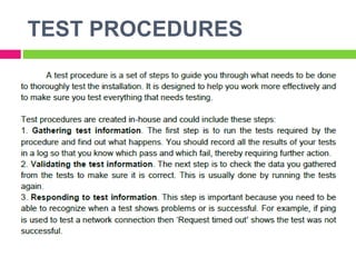 Conducting test on the installed computer system | PPTX
