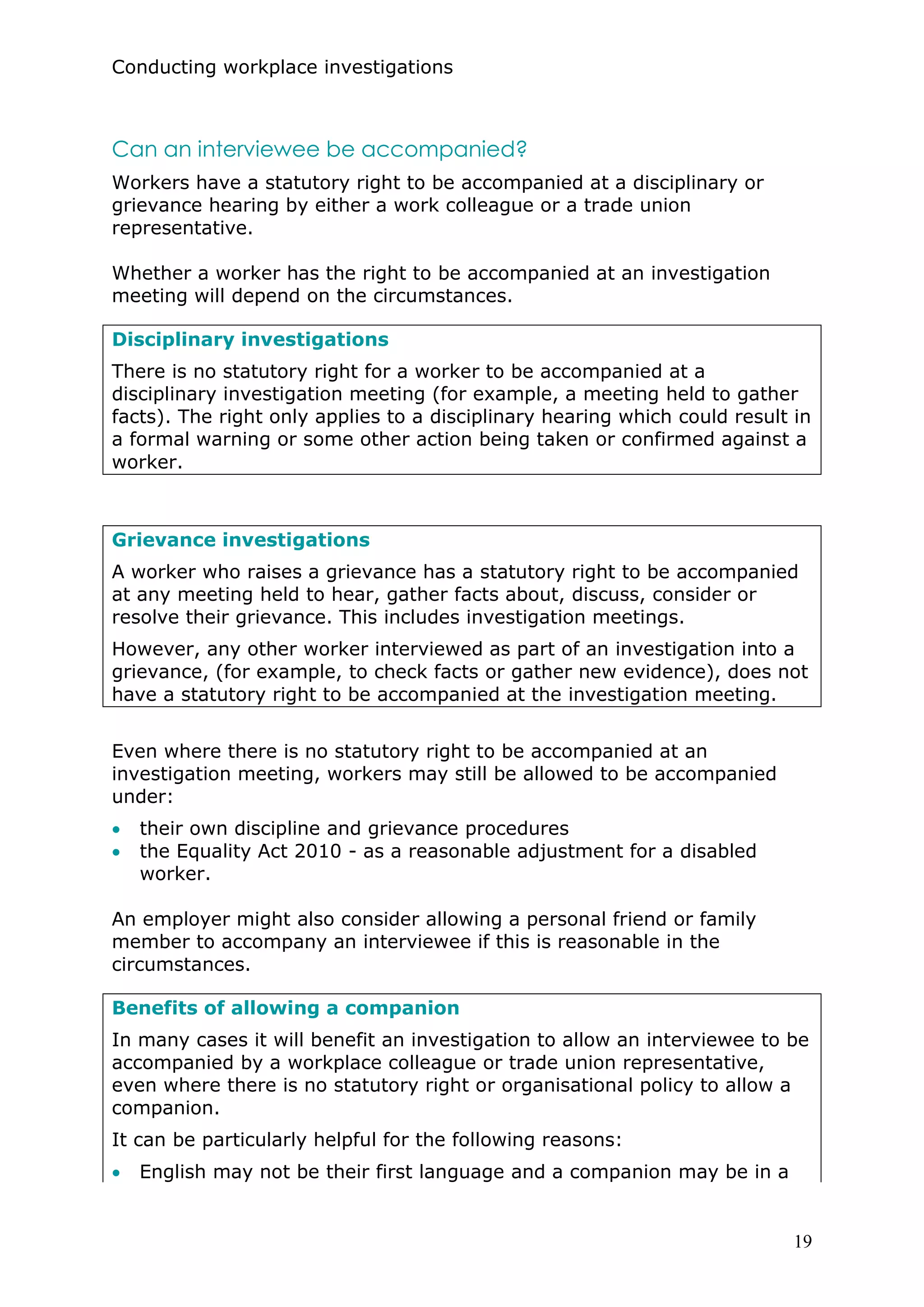 Guide for Workplace iInvestigations | PDF