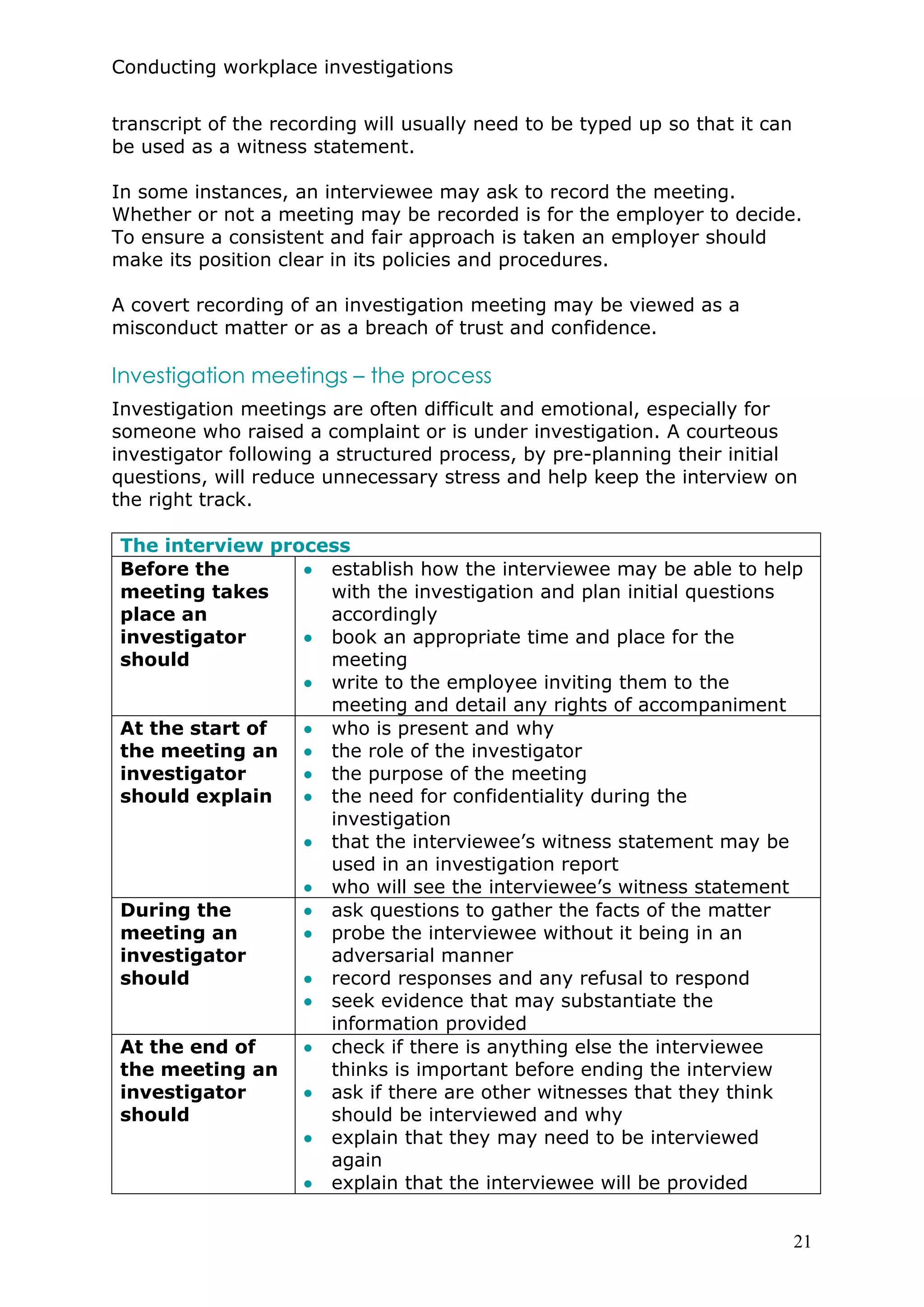 Guide for Workplace iInvestigations | PDF