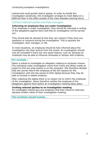 Guide for Workplace iInvestigations | PDF