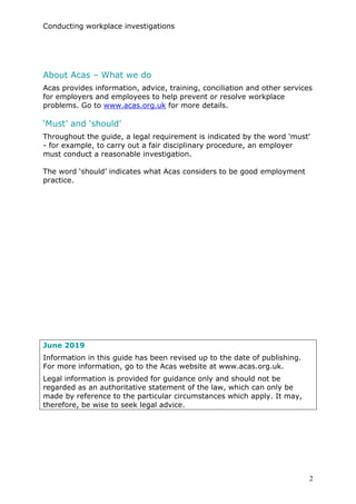 Guide for Workplace iInvestigations | PDF