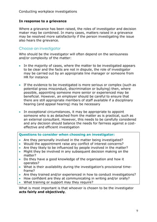 Guide for Workplace iInvestigations | PDF