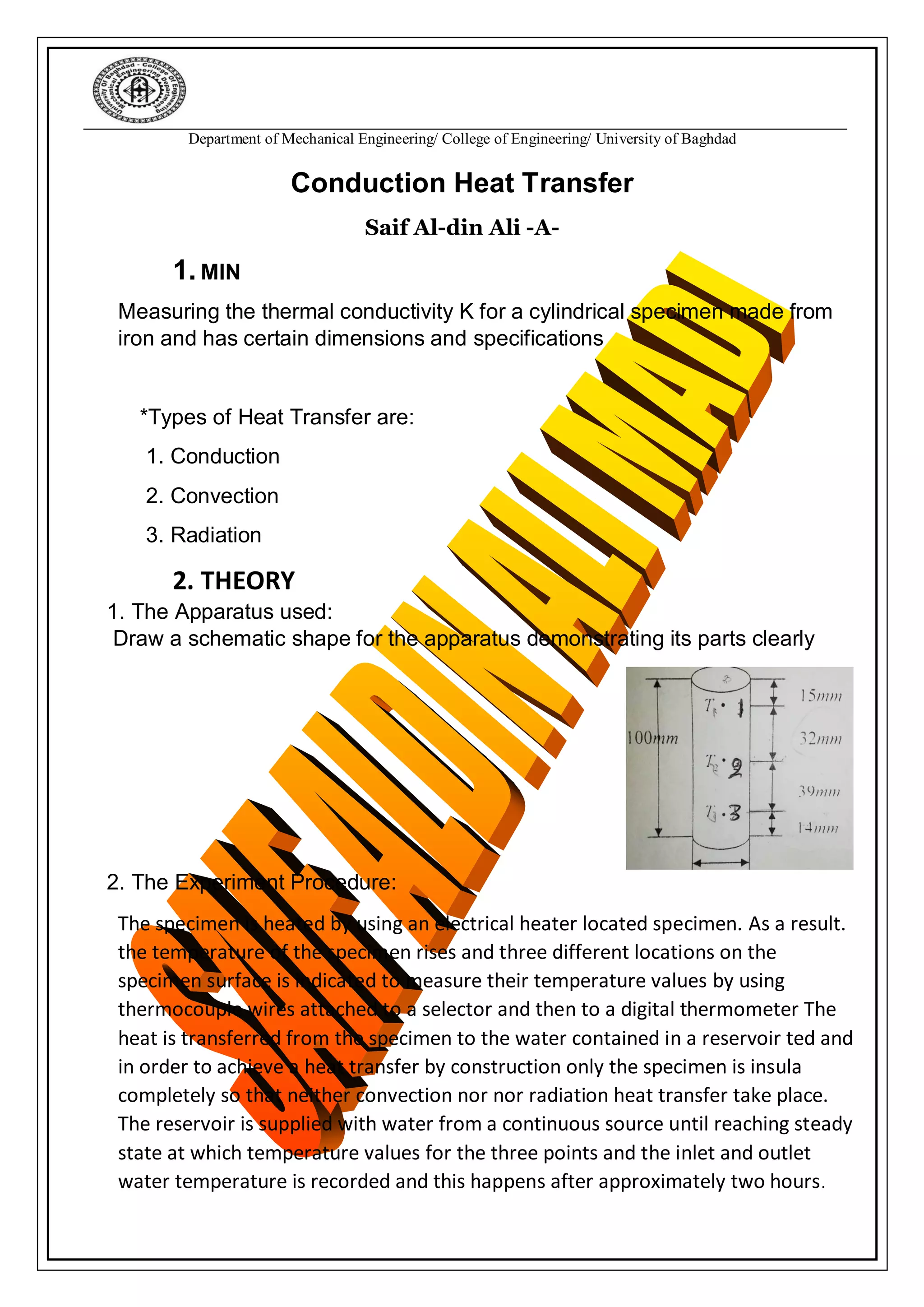 Conduction heat transfer | heat transfer | heat | U.O.B | PDF