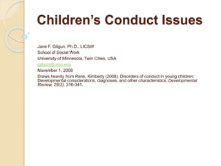 Work with Children with Conduct Issues | PPT