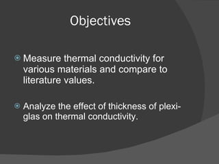 Conductive Heat Transfer Laboratory Experiment | PPT