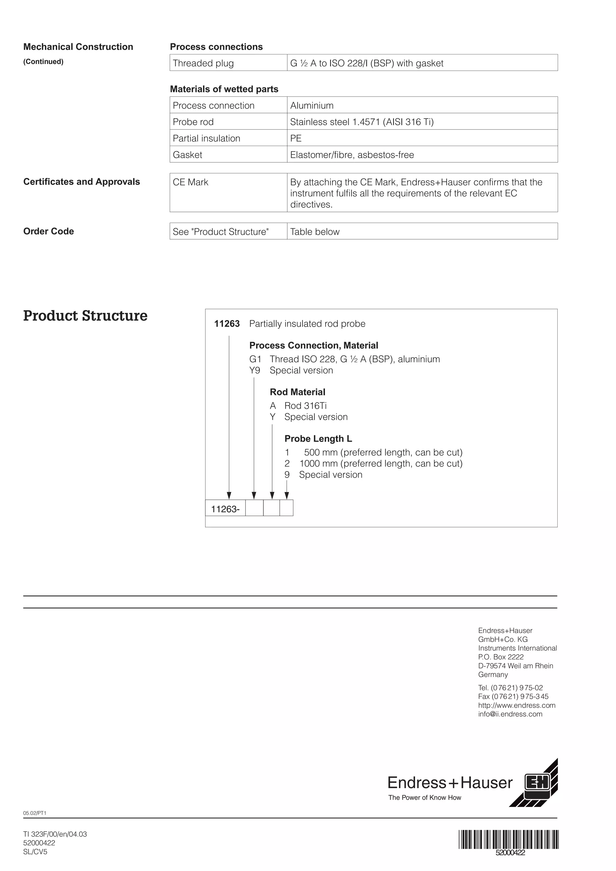 Conductive Limit Detection-Rod Probe 11263 | PDF | Physics | Science
