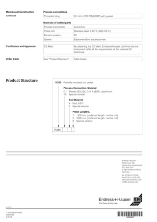 Conductive Limit Detection-Rod Probe 11263 | PDF