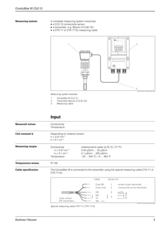 Conductivity Sensor for High-Temperature Applications W CLS 13 | PDF