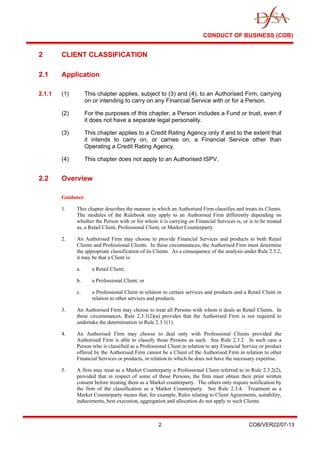 Dubai Financial Services Authority - Conduct of Business Module (COB) | PDF