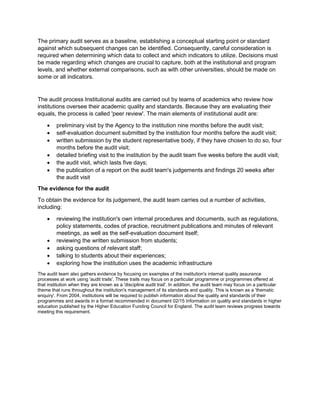 Conduct of Institutional Audit in Higher Education | DOCX