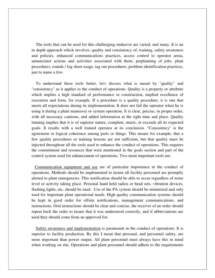 Conduct Of Operations