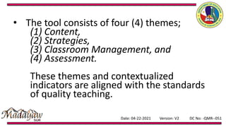 CONDUCT OF QUARTERLY WALK THROUGH OR FLEETING CLASSROOM OBSERVATION TO ...