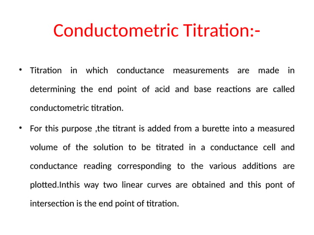 Conductometric titration - Copy.pptx for biochemistry | PPTX