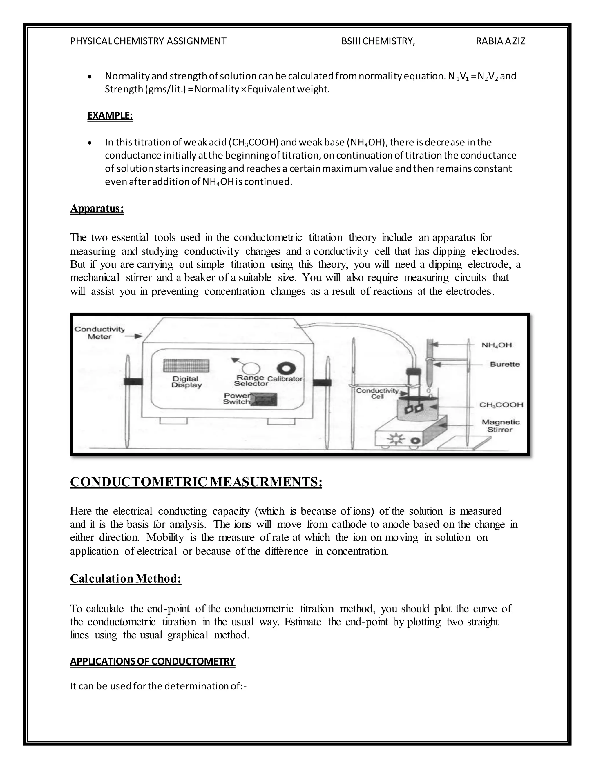Conductometric titration | DOCX