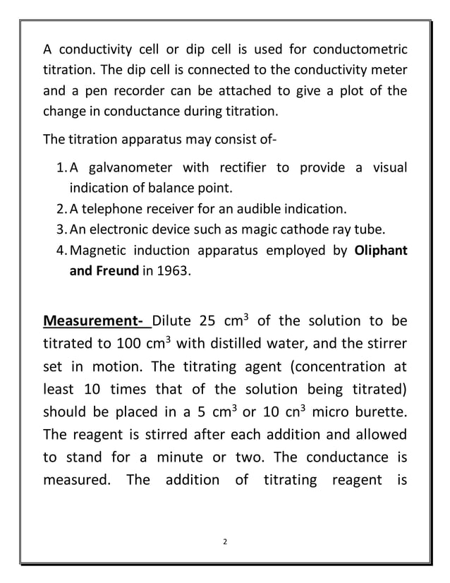 Conductometric titrations (1) | DOCX | Chemistry | Science