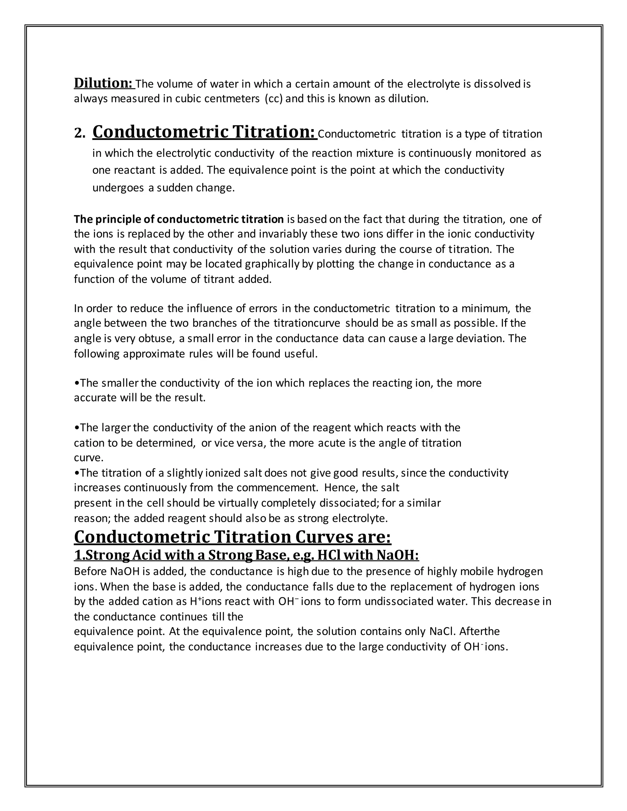 Conductometry / conductometric titration | PDF