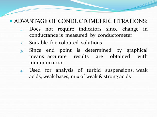 Conductometry titration | PPTX | Chemistry | Science
