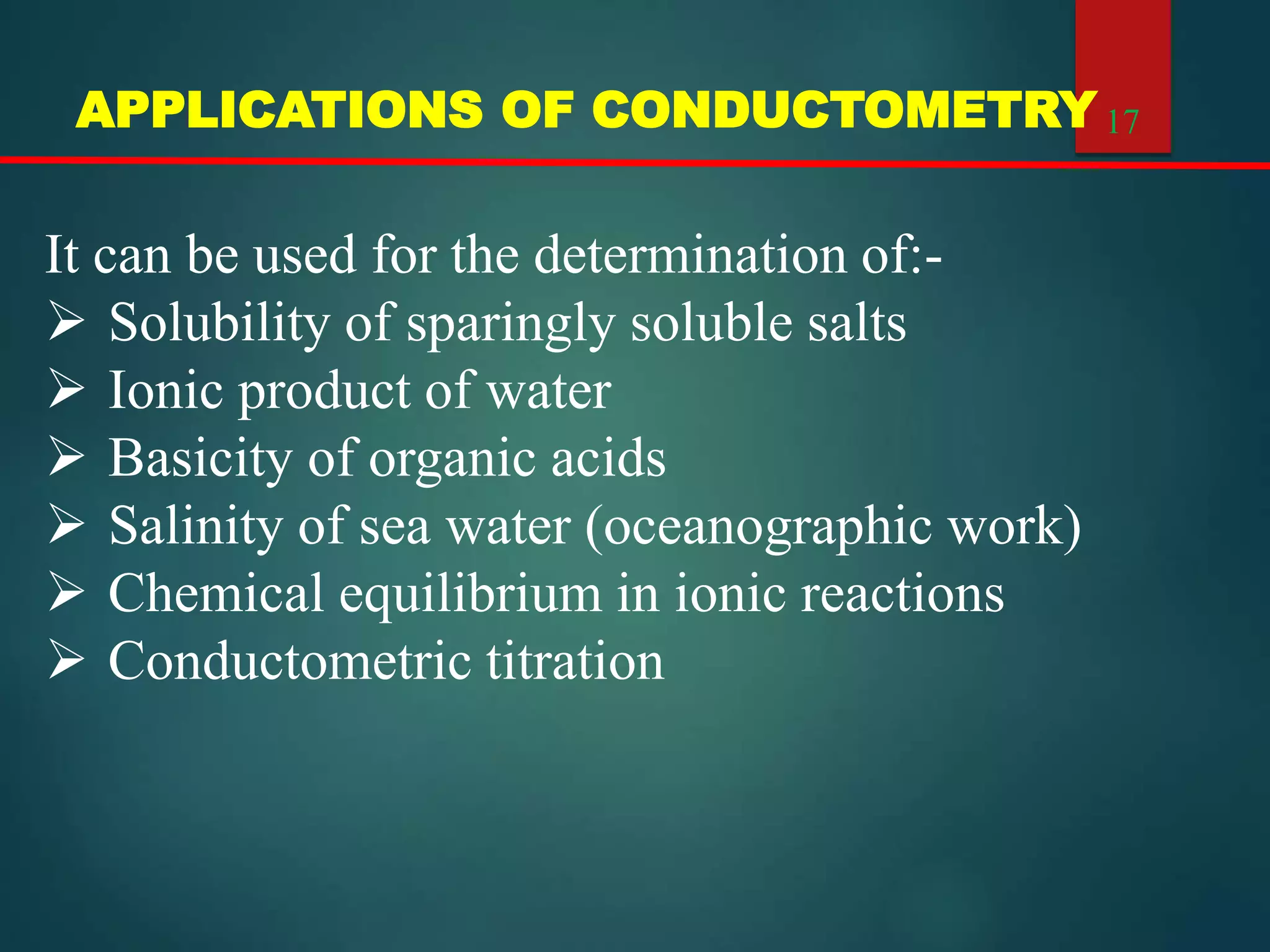 Conductometry Pharmaceutical Analysis PPT Conductometry Pharmaceutical Analysis PPT
