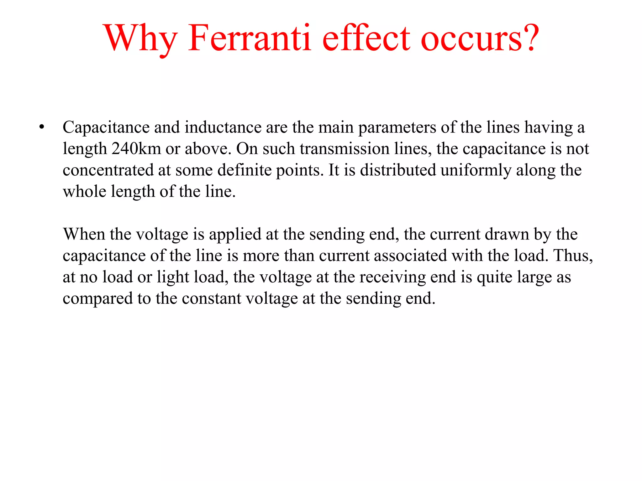 Conductor material and ferranti effect | PPT