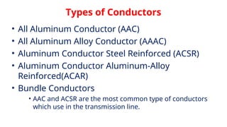 Different types of conductors in transmission .ppt