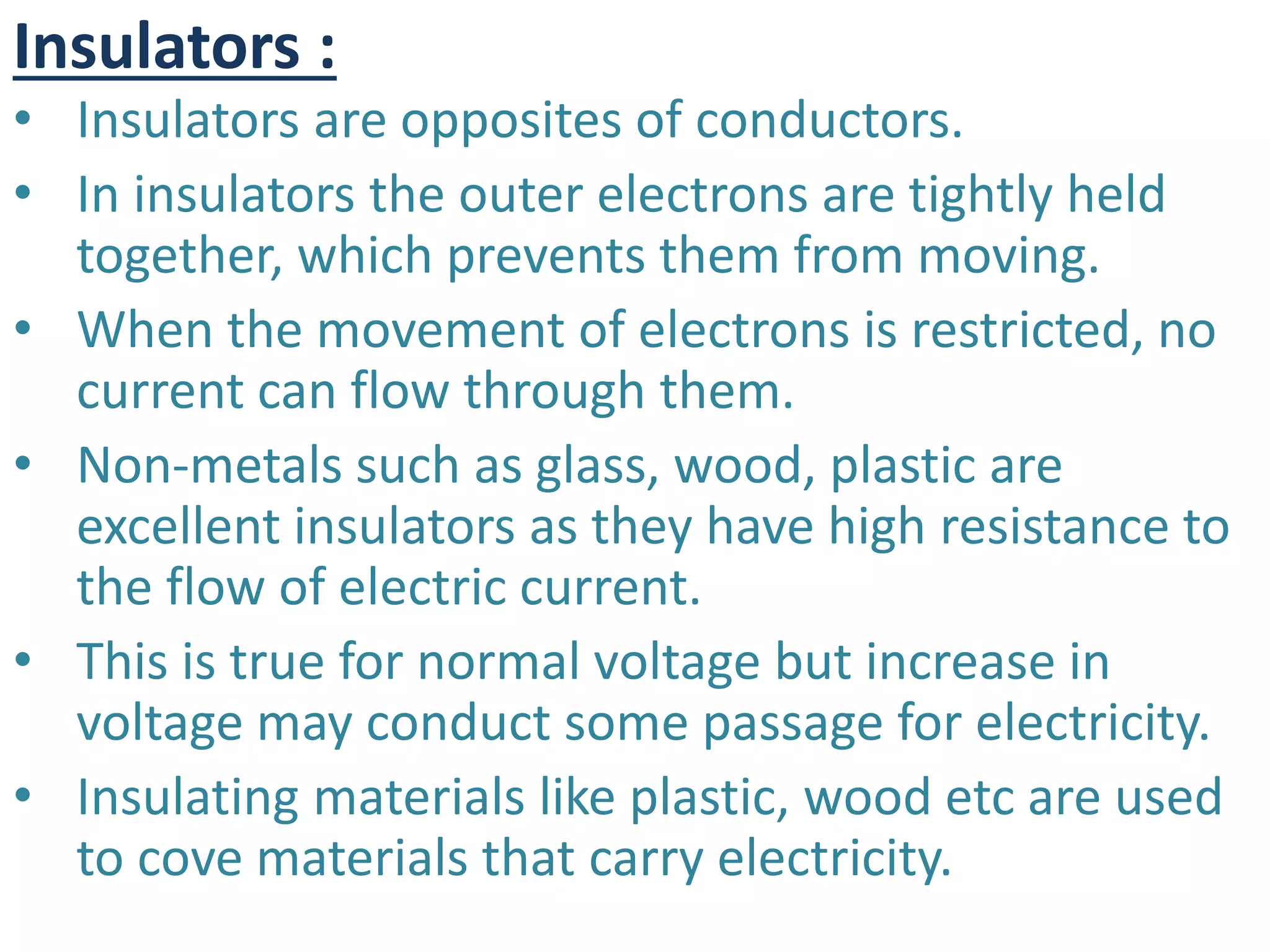 Conductors and insulators | PPTX