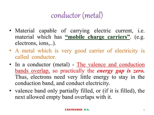Conductor semiconductor insulator | PPTX | Chemistry | Science