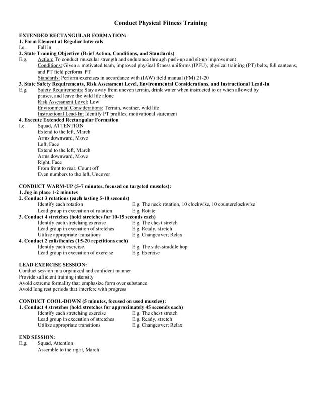 Conduct Physical Training | DOCX | Fitness and Exercise | Healthy Living