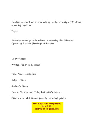 Conduct research on a topic related to the security of Windows o.docx | Operating Systems ...