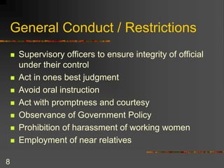 Conduct Rules ccs conduct rules for govt servant | PPT